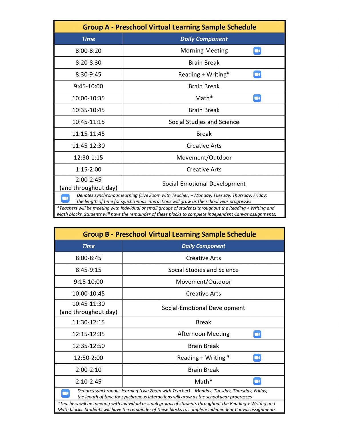 Virtual Daily Schedule