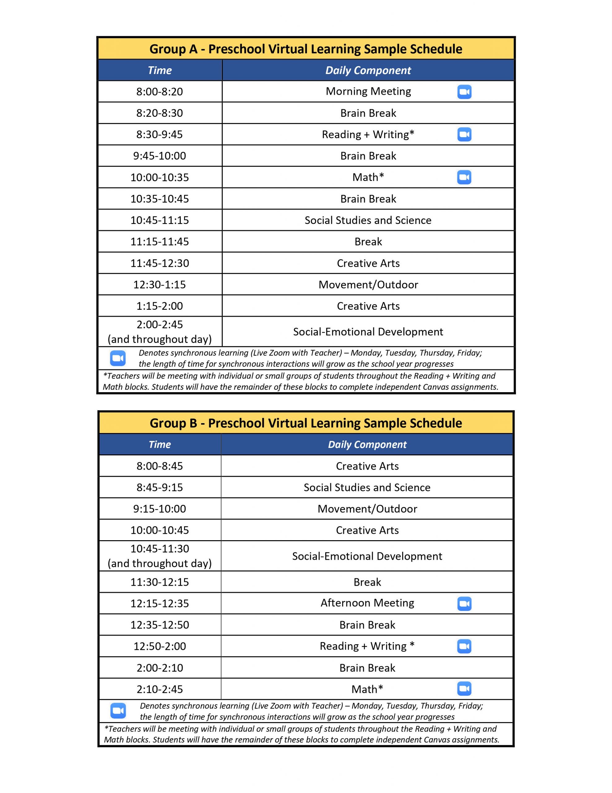 Virtual Daily Schedule